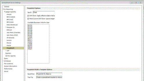 PeopleSoft Ledger Specifics – Spreadsheet Server