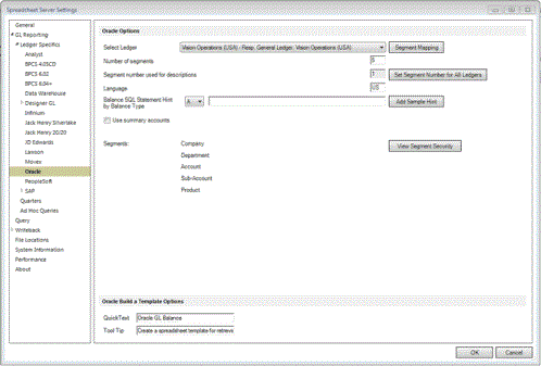 Oracle Ledger Specifics – Spreadsheet Server