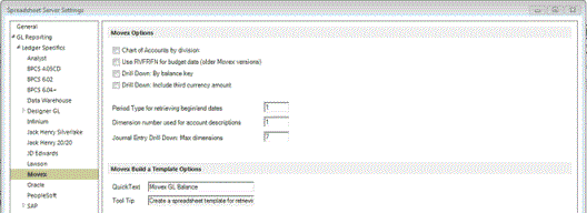 Movex Ledger Specifics – Spreadsheet Server