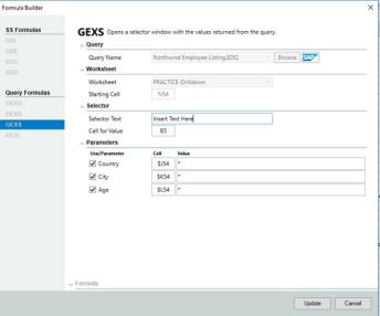 Create and Maintain Query Formulas – Spreadsheet Server
