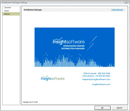 Distribution Manager Settings – Spreadsheet Server