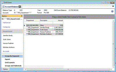 Drill Down: Group By Segment – Spreadsheet Server