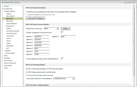 BPCS 6.02 Ledger Specifics – Spreadsheet Server