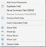 Field List Menu – Spreadsheet Server