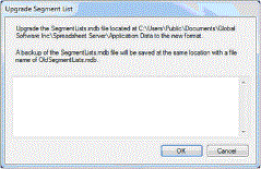 Upgrade Segment List – Spreadsheet Server