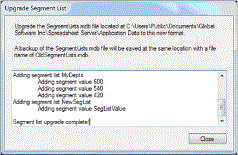 Upgrade Segment List – Spreadsheet Server