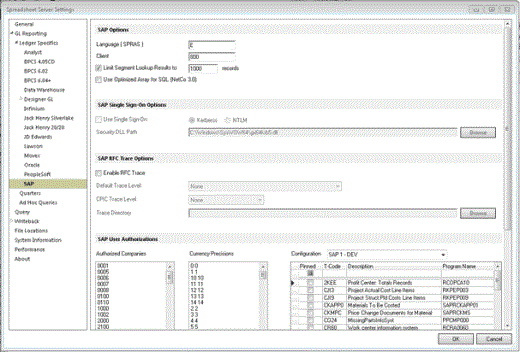 SAP Ledger Specifics – Spreadsheet Server