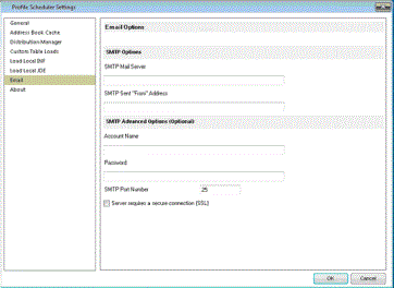 Profile Scheduler Settings – Spreadsheet Server
