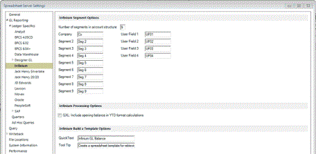Infinium Ledger Specifics – Spreadsheet Server