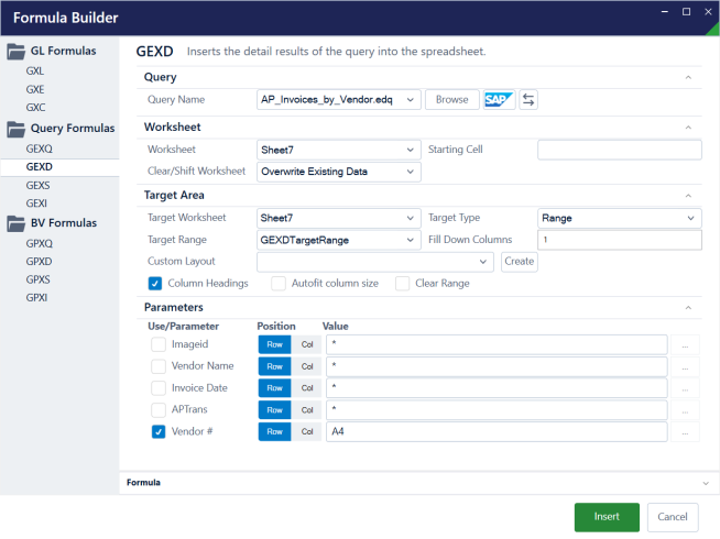 GEXD Targeting a Range – Spreadsheet Server