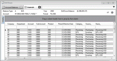Drill Down to Journals per Account(s) – Spreadsheet Server