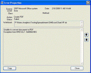 Distribution Manager View Log – Spreadsheet Server
