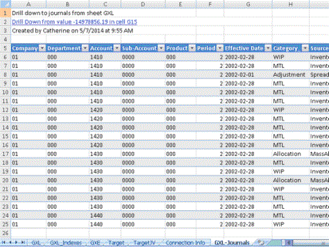 Drill Down to Journals per Account(s) – Spreadsheet Server