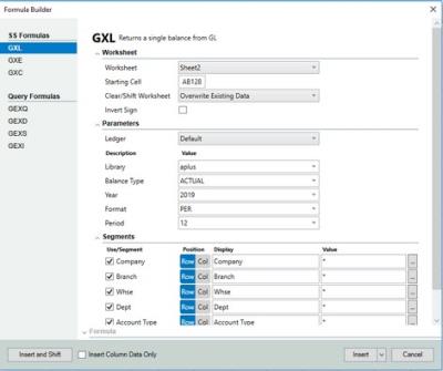 Designer GL Build a Template for GXL – Spreadsheet Server