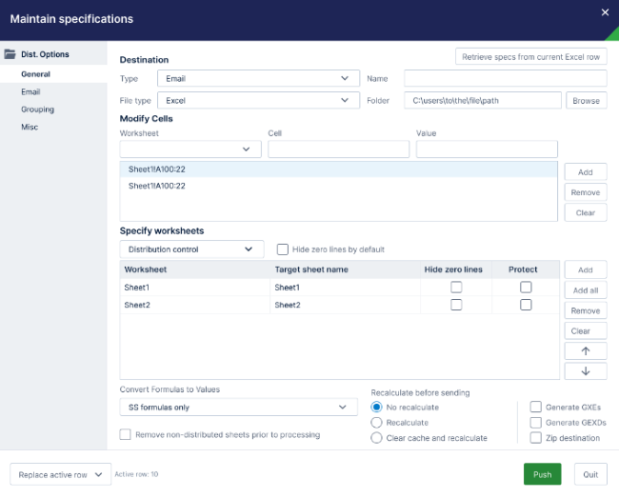 Create a Distribution Control Worksheet – Spreadsheet Server