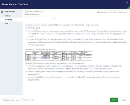 Create a Distribution Control Worksheet – Spreadsheet Server