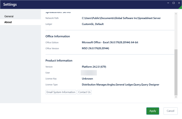 Query Designer Settings – Spreadsheet Server