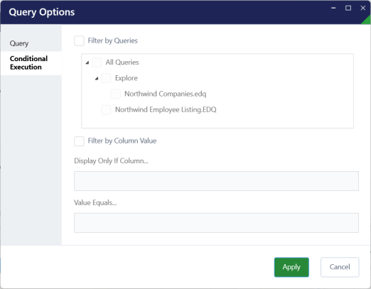 Conditional Execution Panel – Spreadsheet Server