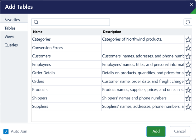 Add a Table – Spreadsheet Server
