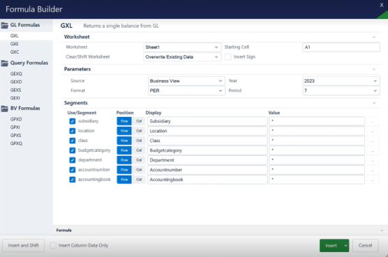 Create a GXL Formula using Business Views – Spreadsheet Server