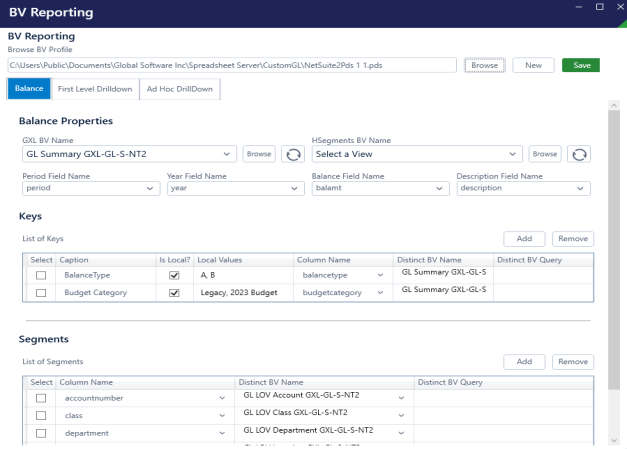 Update Business View Profiles – Spreadsheet Server